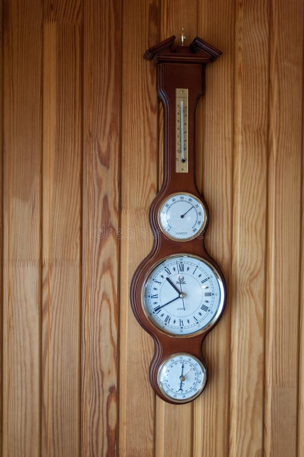 VILNIUS, LITHUANIA - JUNE 02, 2012: Clock and Temperature with Humidity ...