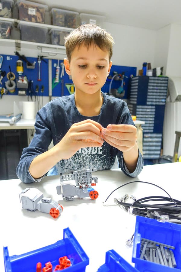 Vilnius, Lithuania - November 23, 2018: Kid Making Lego Robot ...
