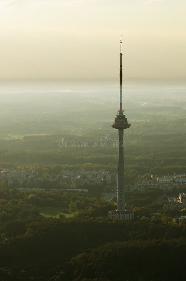 Vilnius, Lithuania: TV Tower Stock Image - Image of tower, aerial: 62182357