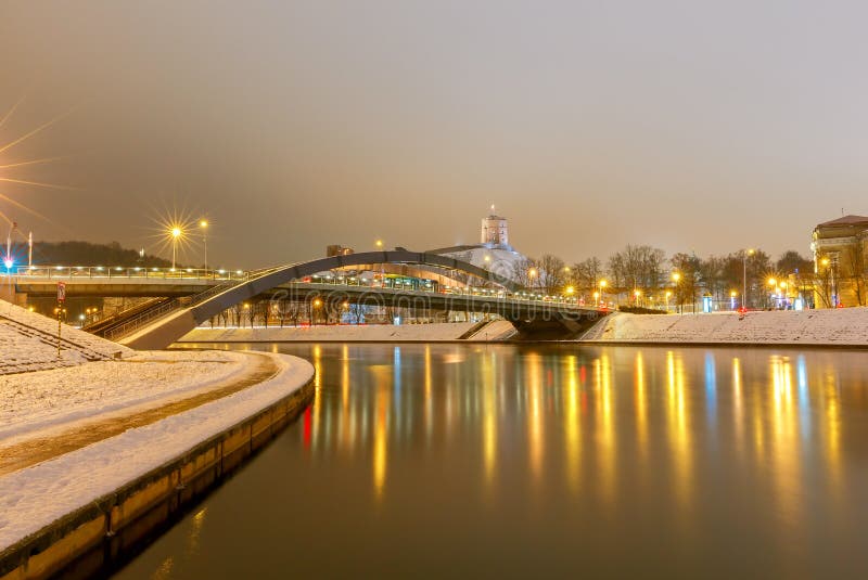 Vilnius. Mindaugas Bridge Across Neris. Stock Photo - Image of river ...