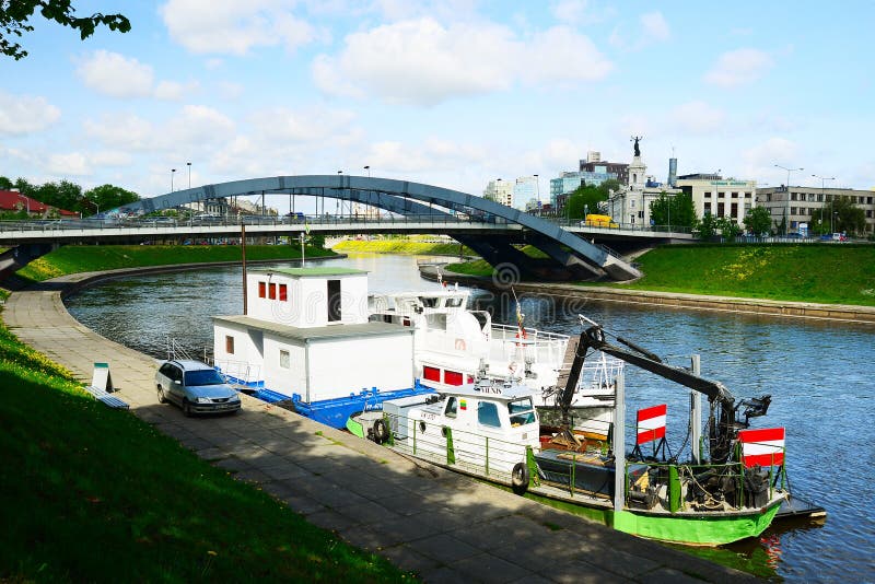 Vilnius Mindaugas Bridge Over Neris River Editorial Image - Image of ...