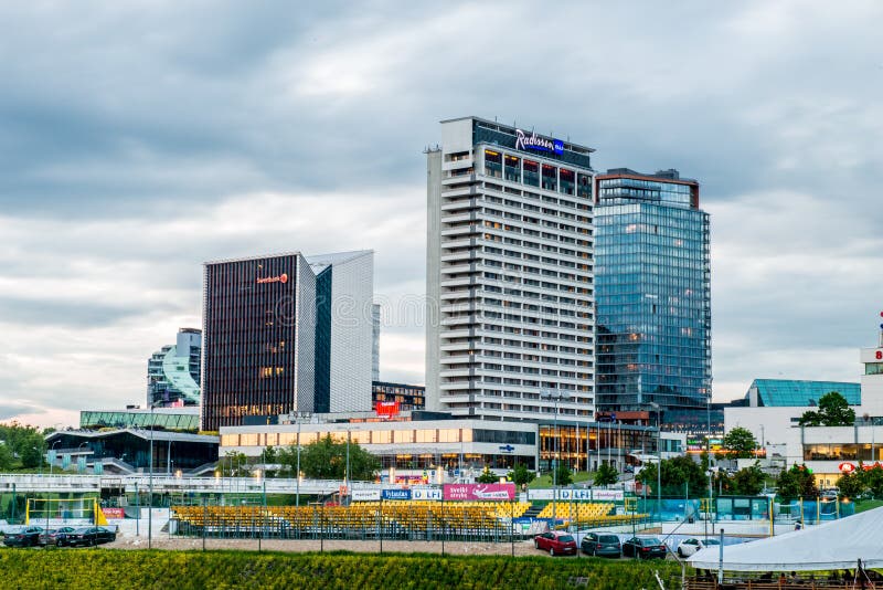 Modern Vilnius, Night Scene With Skyscrapers Stock Photo - Image of ...