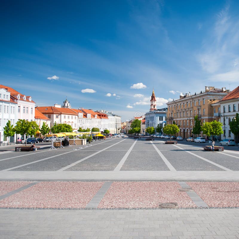 VILNIUS, LITHUANIA - MAY 6, 2018: Town Hall Square, One of the Oldest ...