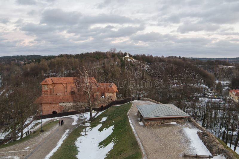Vilnius Upper Castle in the Sunset Stock Image - Image of pavement ...
