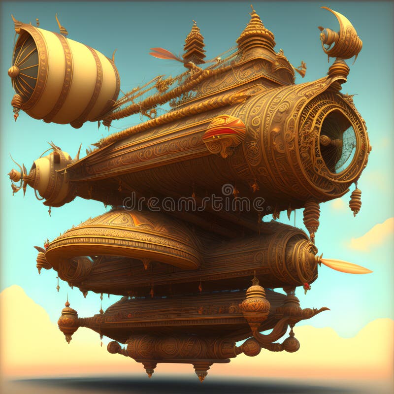 Vimana, Ancient Flying Machine, Generative AI Illustration Stock ...