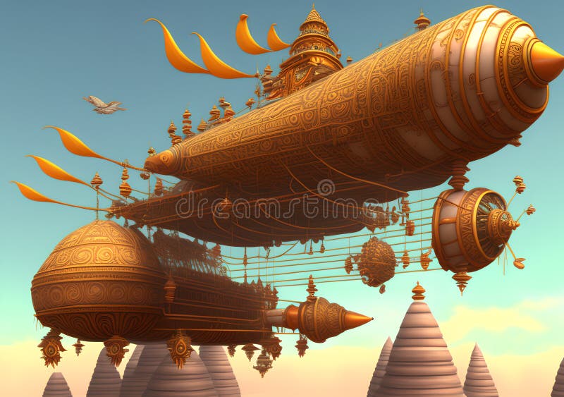 Retro Fantasy Flying Machine Stock Illustrations – 279 Retro Fantasy ...