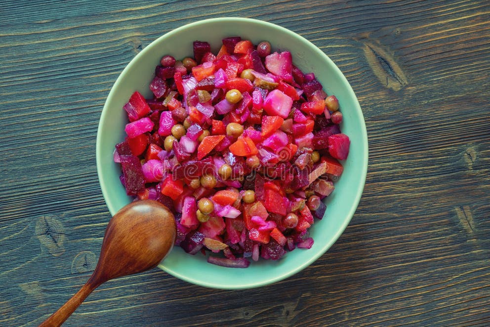 Vinaigrette, Beetroot Based Salad from Diced Cooked Vegetables. Copy ...