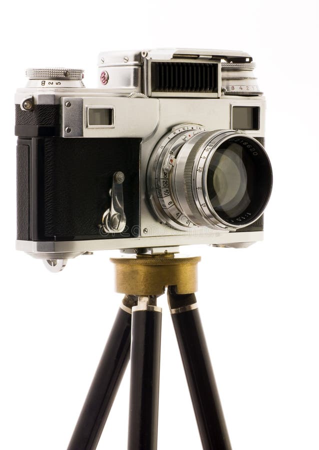 Vintage Press Camera on Wooden Tripod Stock Photo - Image of news, lens ...