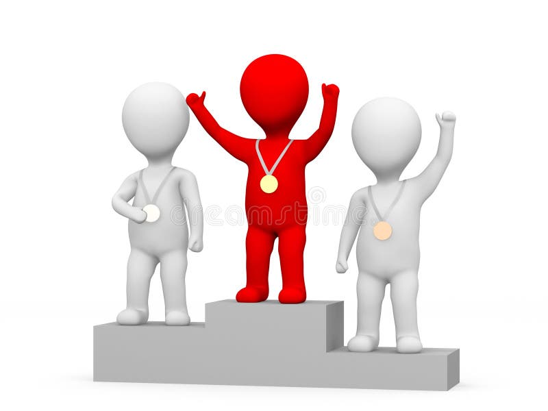 Vincitore Che Celebra Sul Podio Illustrazione di Stock - Illustrazione ...