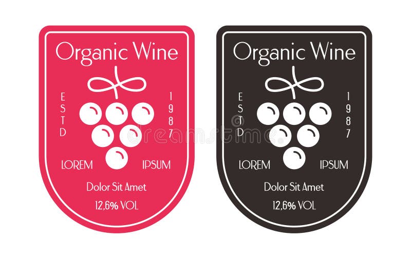 Vine Bottle Label Grape Flat Color Style Stock Vector - Illustration of ...
