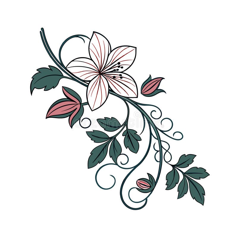 Vine Flower Bold Outline Design Stock Photo - Illustration of clip ...