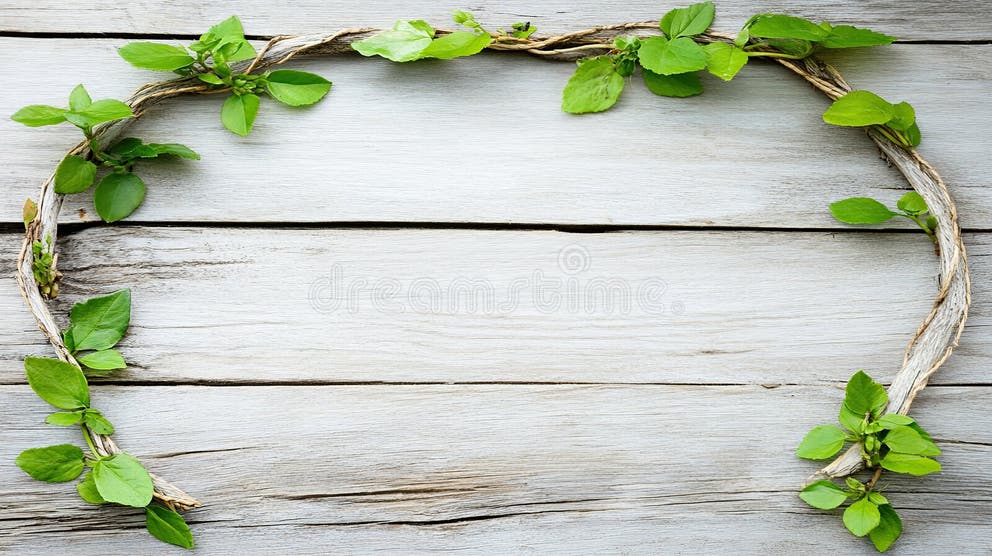 Vine Frame, Leaves, Wood Background, Spring, Blank Space, Design Stock ...