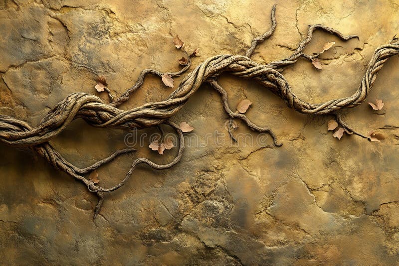 Vine Intricately Weaving through a Textured Wall in a Natural and ...