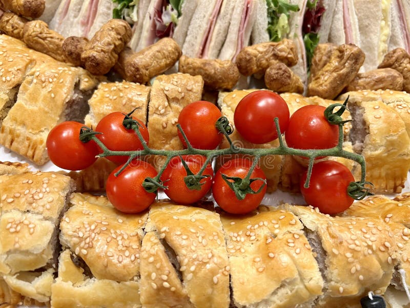 Vine tomatoes on buffet stock image. Image of fruits - 237934549