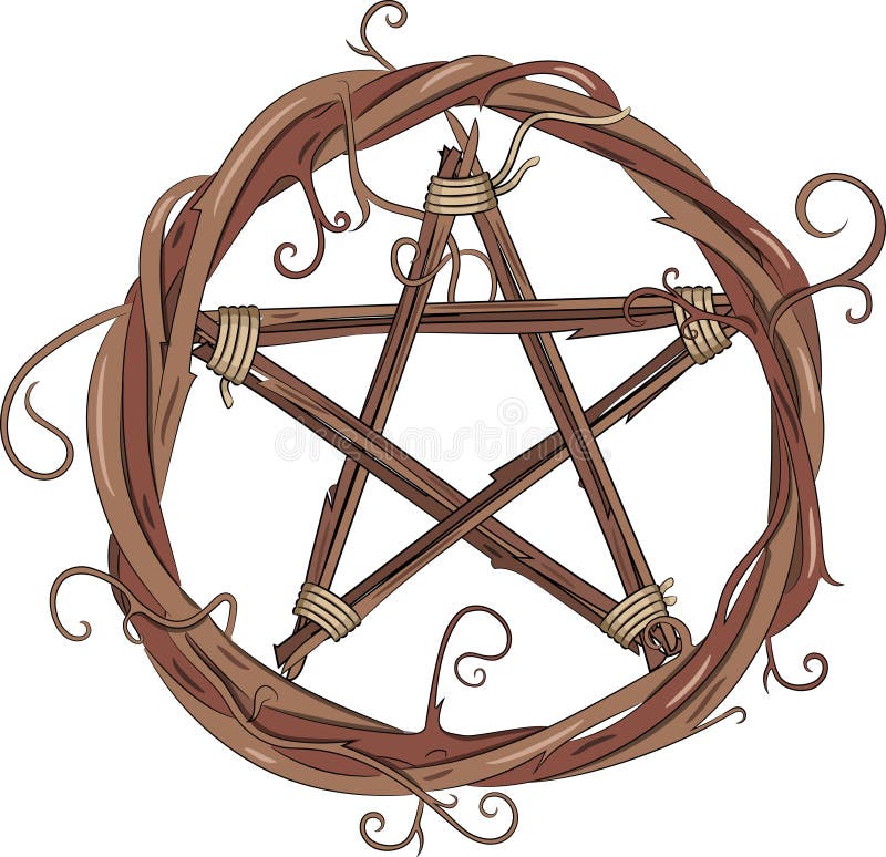 Vine wreath and pentagram stock vector. Illustration of decorated ...