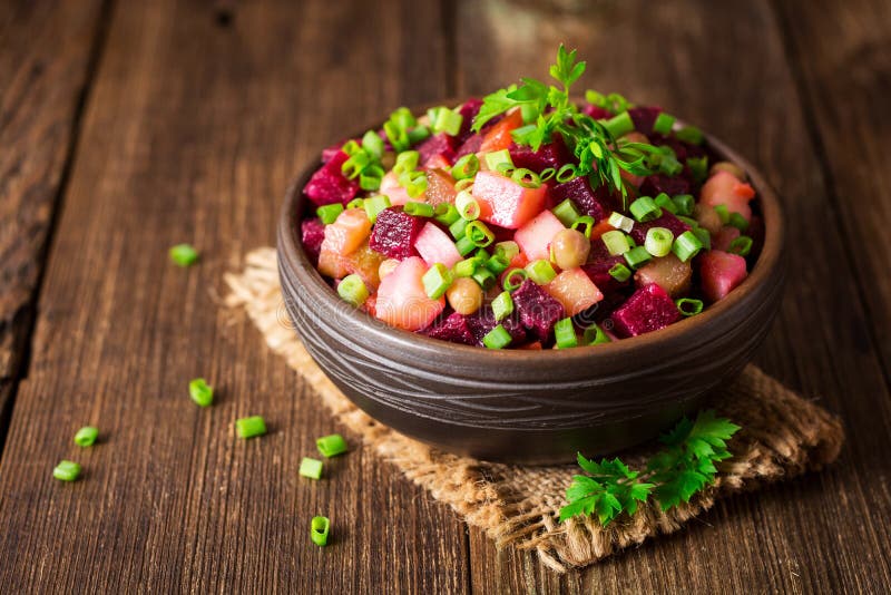 Vinegret - Traditional Russian Vegetable Salad. Stock Photo - Image of ...