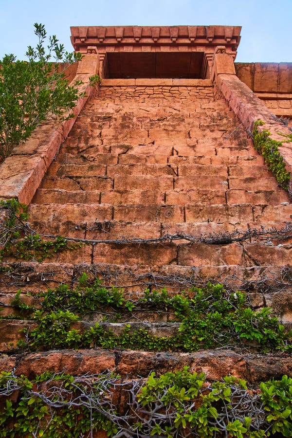 Vines Covered Red Stone Steps Leading Up Recreation of Temple Stock ...