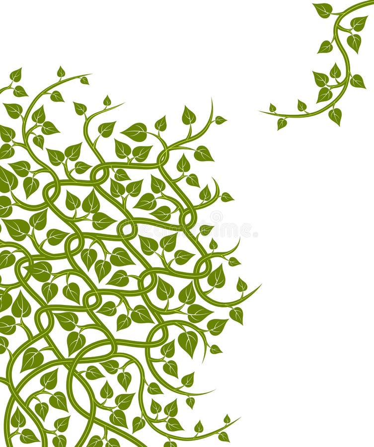 Abstract Tree Silhouette with Leaves and Vines Stock Illustration ...