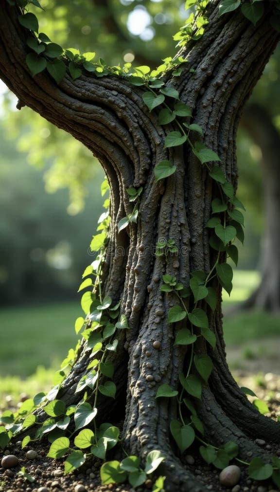 Vines Snaking Around Ancient Olive Tree Trunk, Decay, Greenery Stock ...