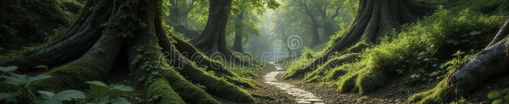 Vines Wrap Around Ancient Tree Trunks on Rugged Mountain Paths, Ancient ...