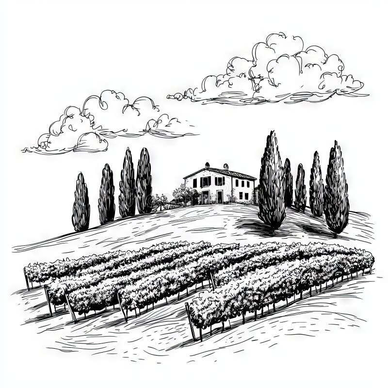 The Vineyard in this Design Features Rows of Grape Vines Encircled by a ...