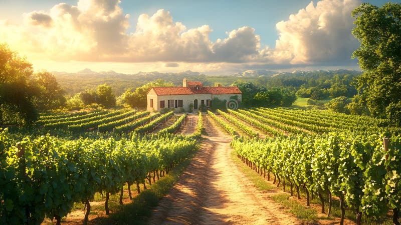 Vineyard House Illustration Stock Illustration - Illustration of ...