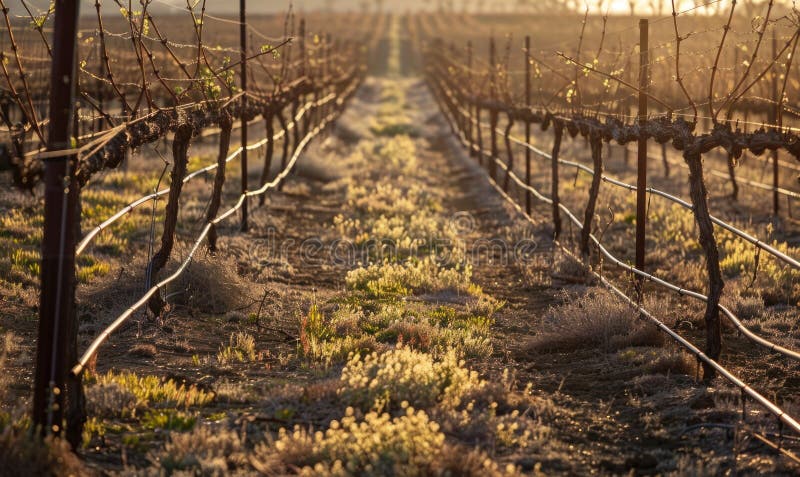 Vineyard in Late Afternoon Light with Long Shadows Stock Photo - Image ...