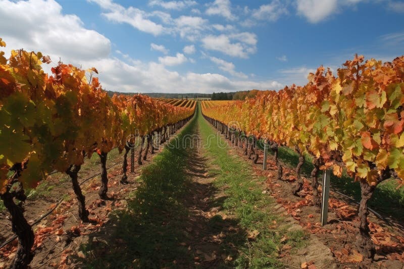 Vineyard with Rows of Grapevines, Ready for the Harvest Stock ...