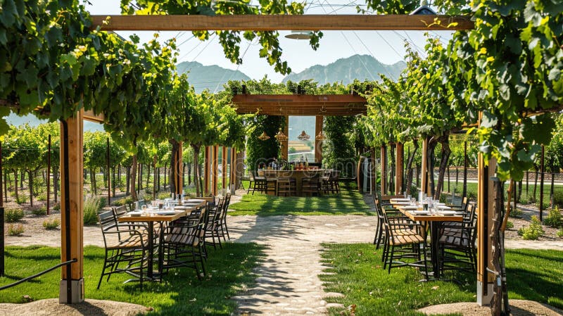 Vineyard Showcasing Grapevines in a Rustic Hotel Setting Stock ...