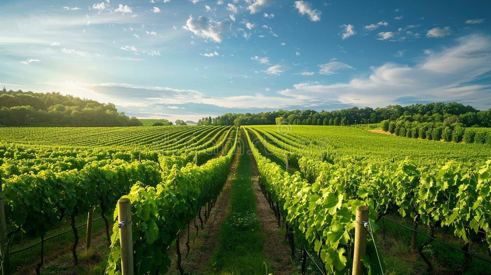 Vineyard Sunny Weather Sun Rays Stock Image - Image of background ...