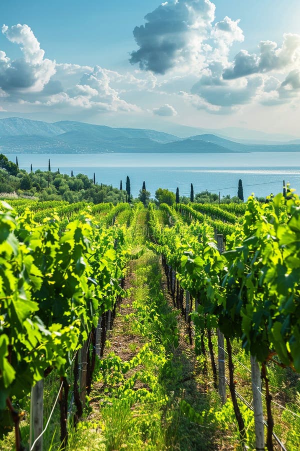 Vineyard Sunny Weather Sun Rays Stock Photo - Image of summer ...