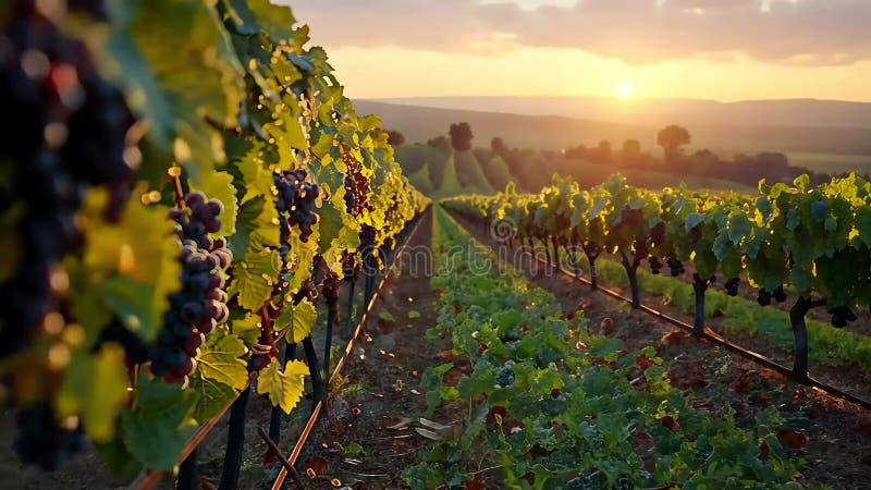Vineyard Sunset stock video. Video of green, purple - 337446017