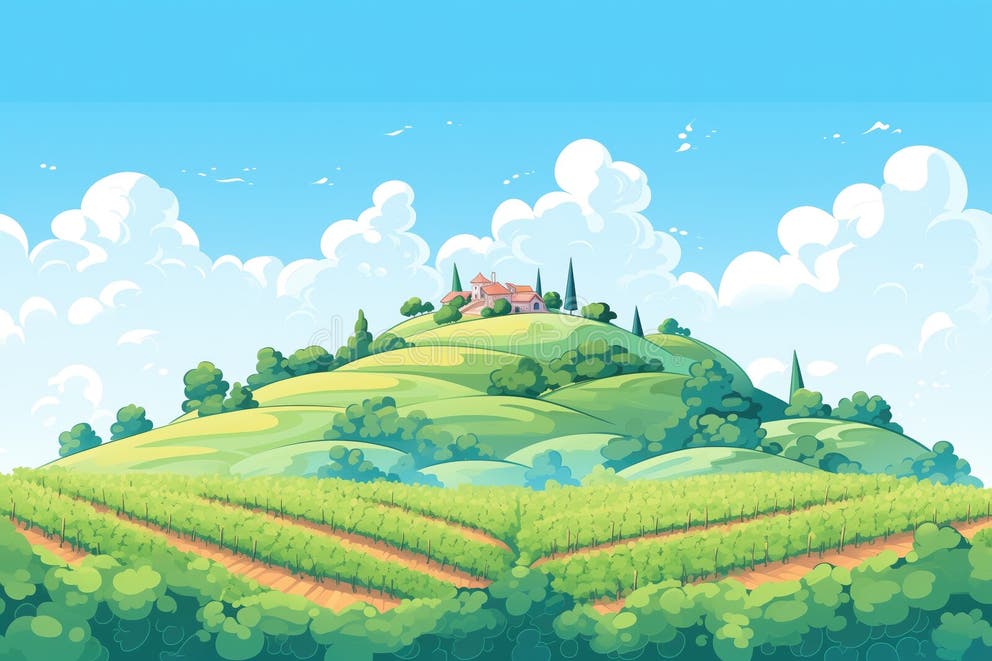 Vineyards on a Hill with Clear, Blue Sky Overhead Stock Image - Image ...