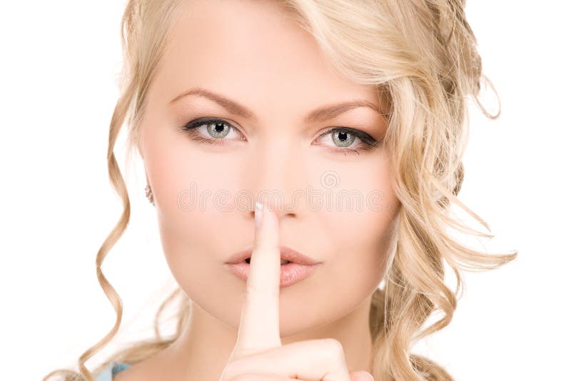 Vinger op lippen stock foto. Image of wijfje, uitziend - 40815870