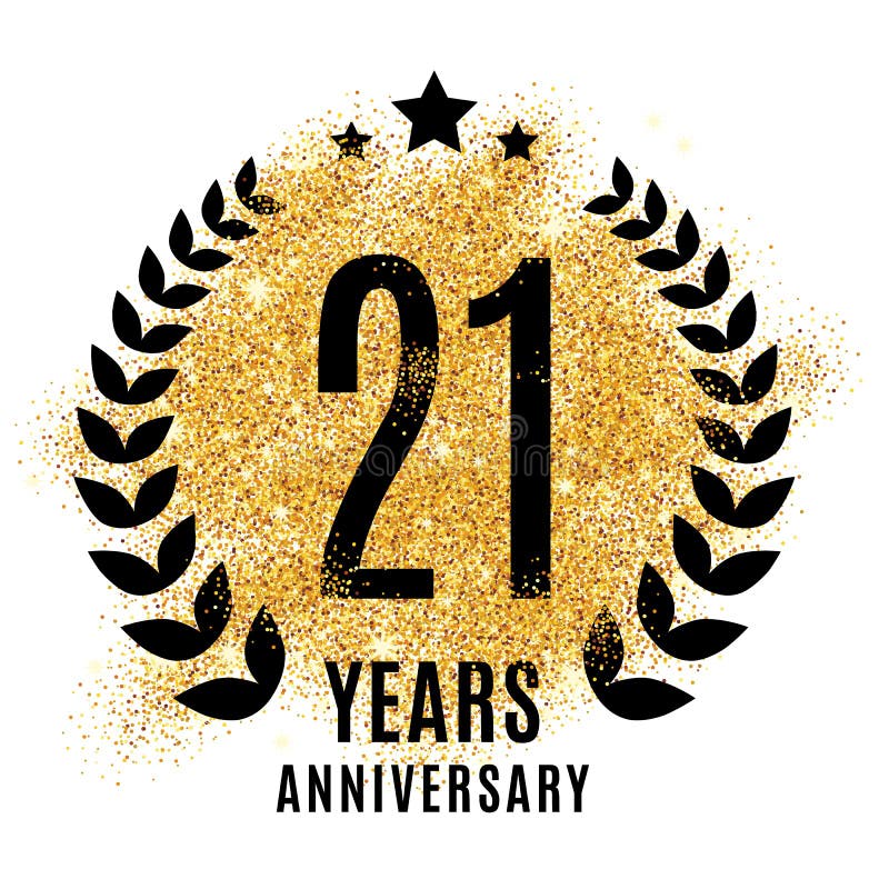 Vingt Un Ans D'anniversaire D'or Illustration Stock - Illustration du ...