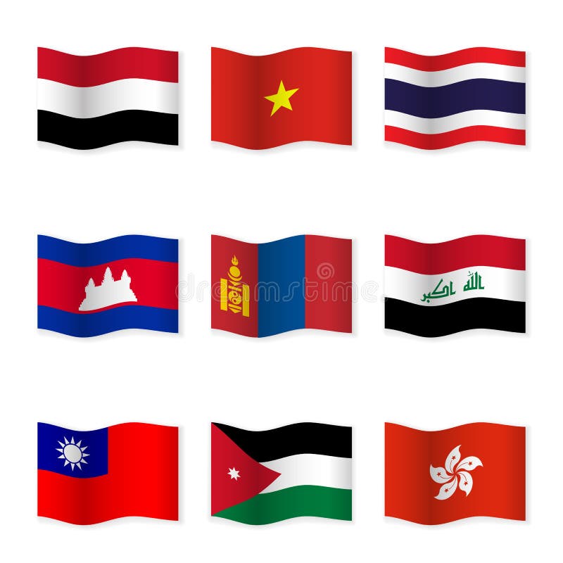 Vinkande Flaggor Av Olika Länder 5 Vektor Illustrationer - Illustration ...
