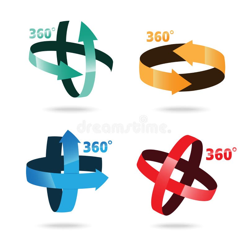 Ikoner För 360-graders Vinkeltecken Vektor Illustrationer ...