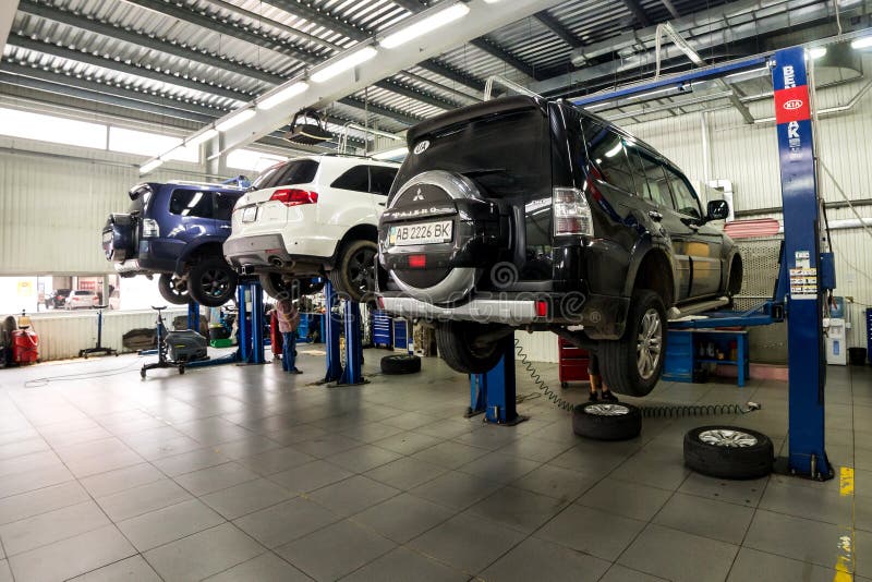 Vinnitsa, Ukraine - August 07, 2017. Service Center in Process of Car ...