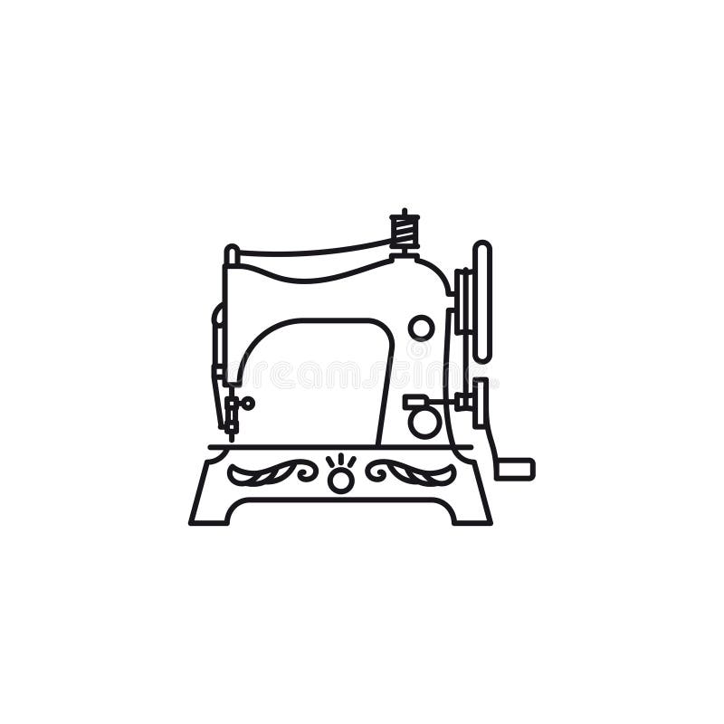 Vintage Sewing Machine Line Icon Vector Stock Vector Illustration Of