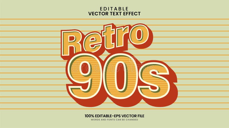 Vector Illustration Editable of Retro 90s Text Effect Stock Vector ...