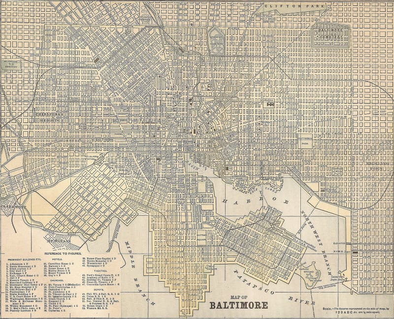 Vintage 1891 Map of the City of Baltimore Editorial Photo ...