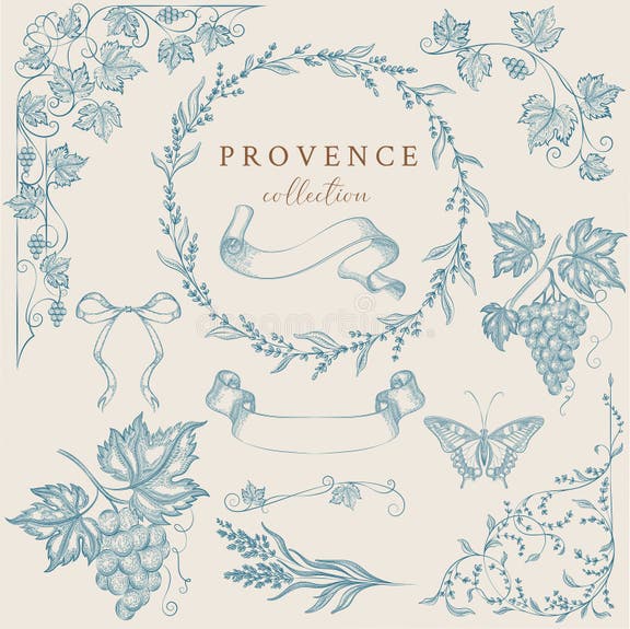 Provence Floral Engraving Frames Stock Illustration - Illustration of ...