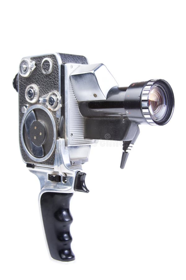 Vintage 8mm Camera Isolated on White Stock Image - Image of premiere ...