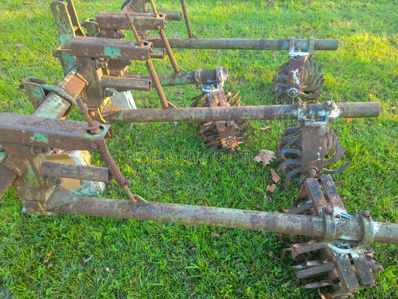 Antique Garden Tiller Showing Aging with Rust Stock Photo - Image of ...