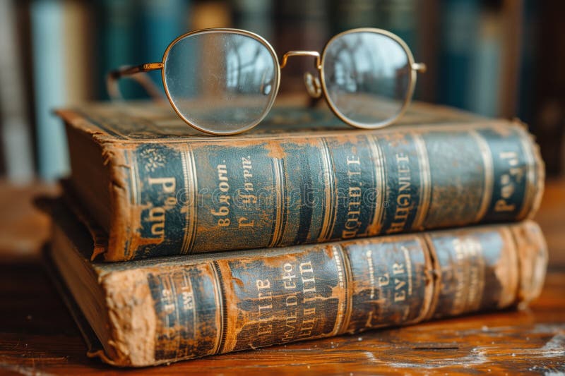 Vintage Academic Books Closeup Stock Illustration - Illustration of ...