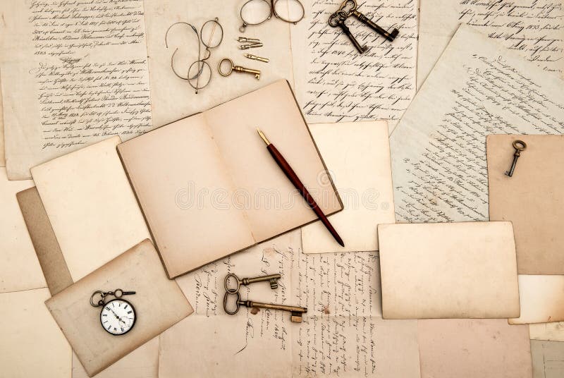 Vintage Accessories. Old Letters and Cards Stock Image - Image of ...