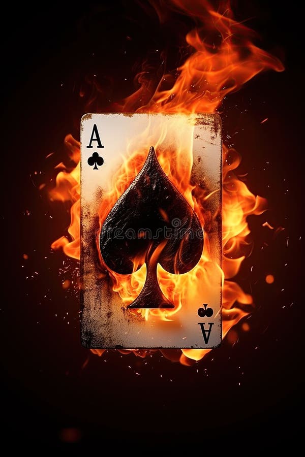 Vintage Ace Card Burning in Flames and Fire. Gambling Concept Stock ...