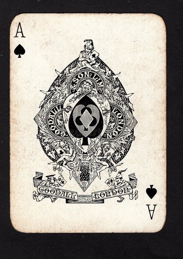 A Vintage Ace of Spades Playing Card on a Black Background. Stock Image ...