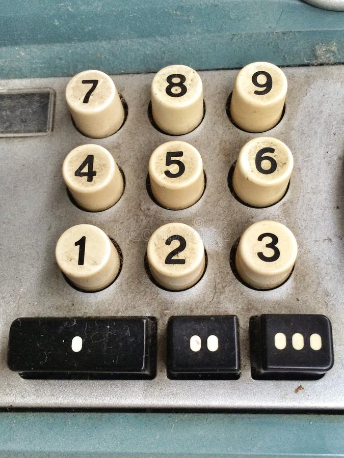 Vintage Adding Machine Calculator, Closeup Dusty Keyboard Stock Photo ...