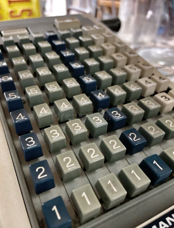 Antique Hand Crank Manual Adding Machine Calculator Decor. Stock Photo ...